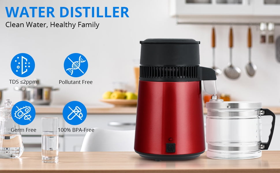 Water Distiller, Stainless Steel Distilling Pure Water Machine for Home ...
