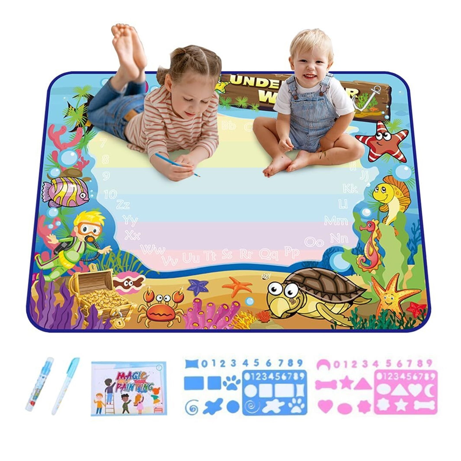 Water Doodle Mat,Aqua Painting Drawing Mat Mess Free Learning Toy Mat ...