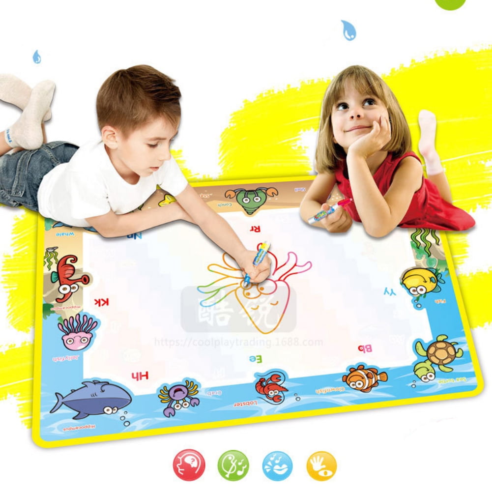 Water Doodle Mat- Kids Magic Drawing Mat with 2 Water Pens Painting ...