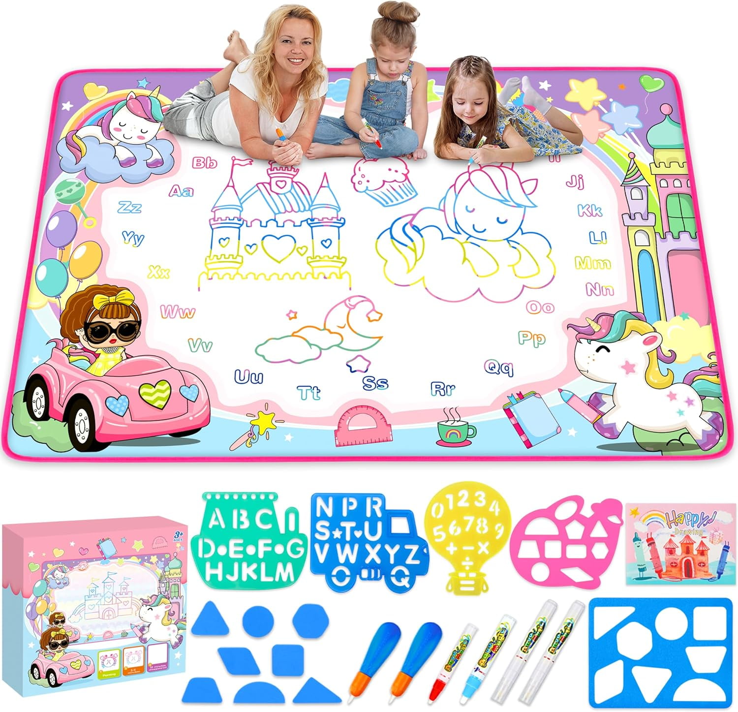 Water Doodle Mat - Kids Painting Writing Color Doodle Drawing Mat Toy ...