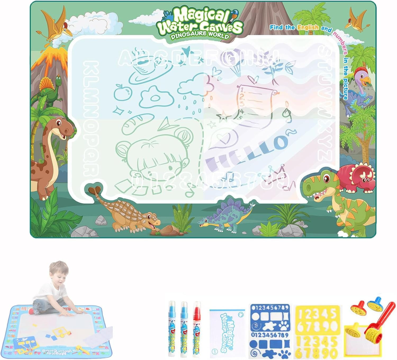 Water Doodle Mat, Toddlers Drawing Writing Toys,Aqua Magic Water Doodle ...