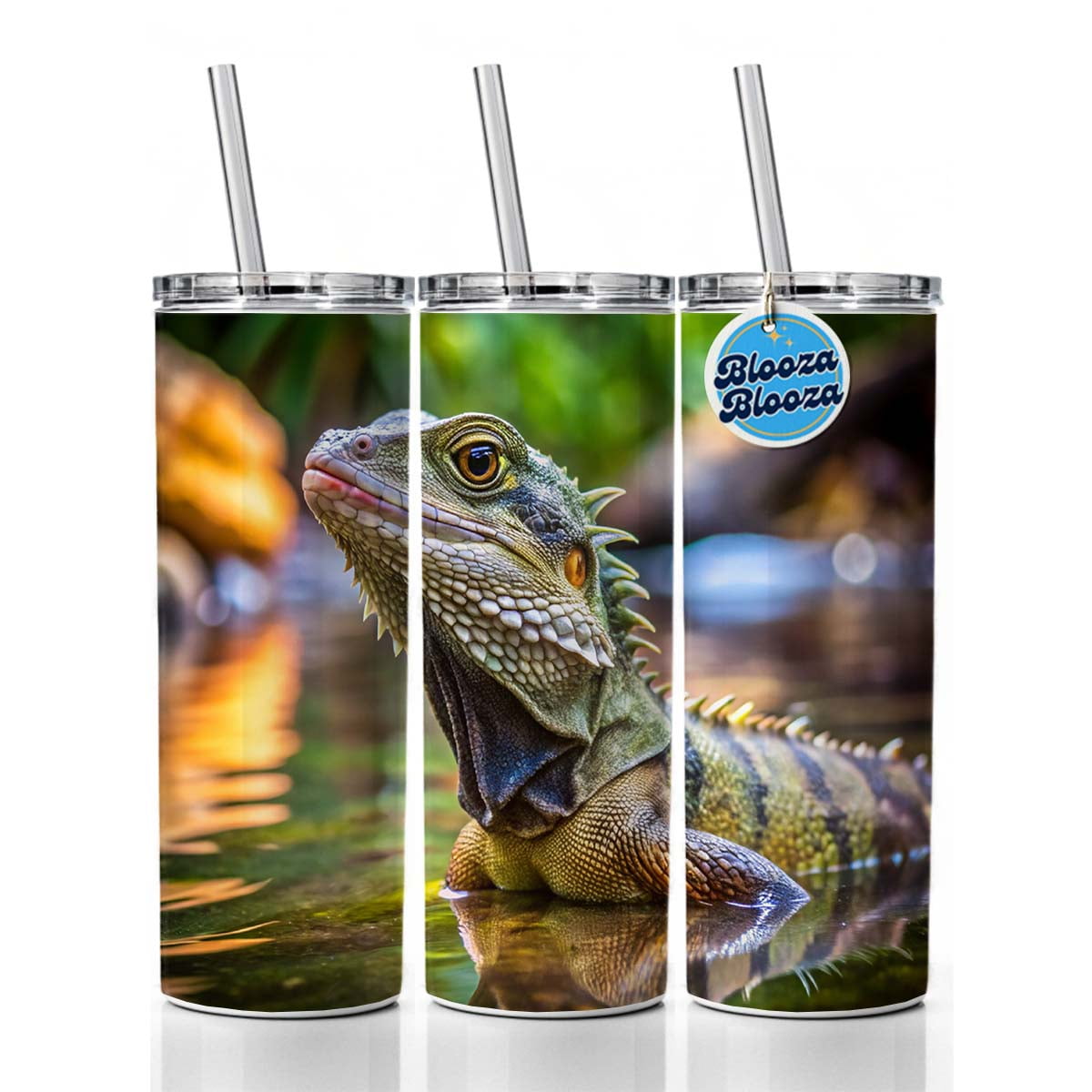 Water Dragon Lizard Reptile 20oz Insulated Water Bottle Skinny Tumbler ...