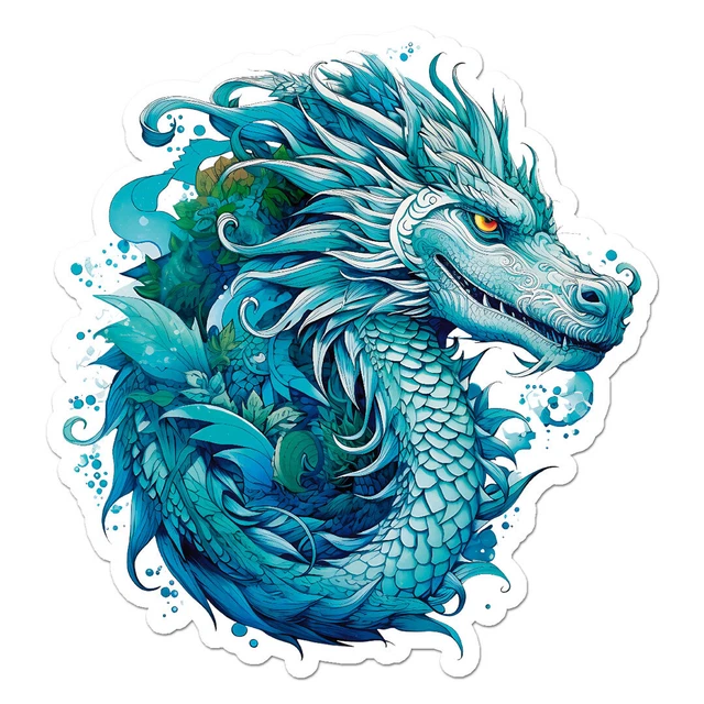 Water Dragon Serpent Sticker Phone Decal Water Bottle Stickers Car ...