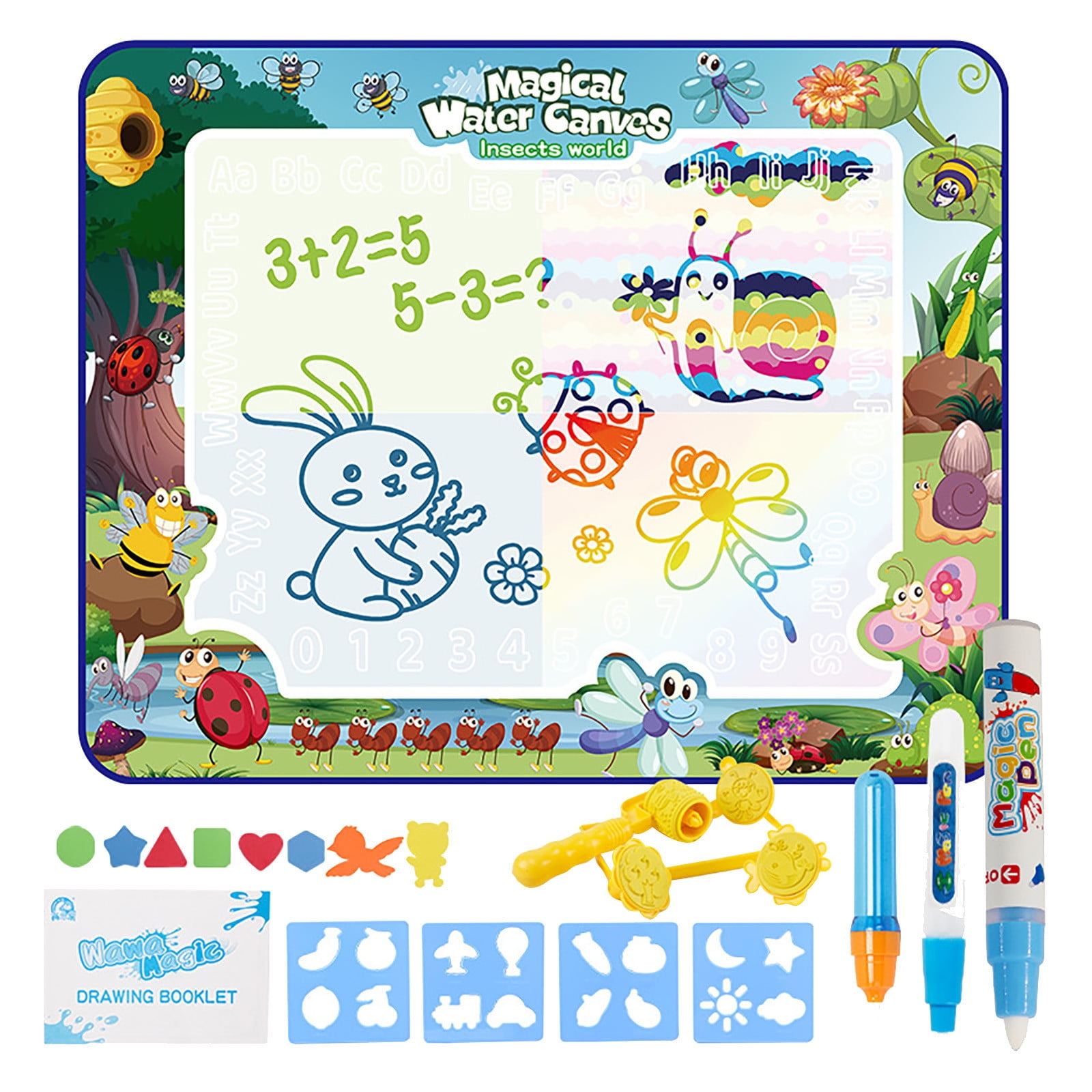 Water Drawing Mat Reusable Aqua Doodle Canvas | Large 100x75cm Foldable ...