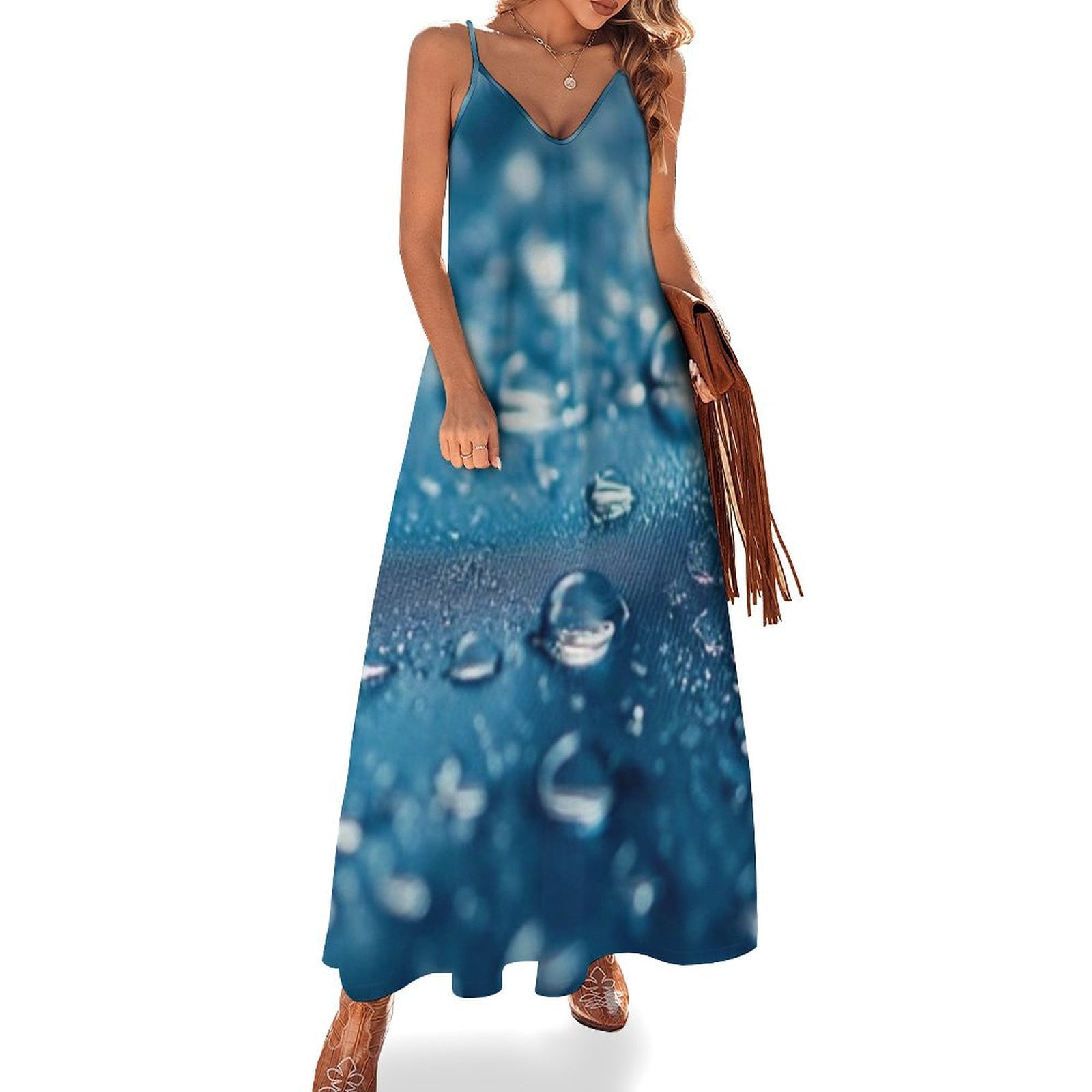 Water Drop (9) Dress Party Ladies Skinny Suspender Ankle Long Dress ...