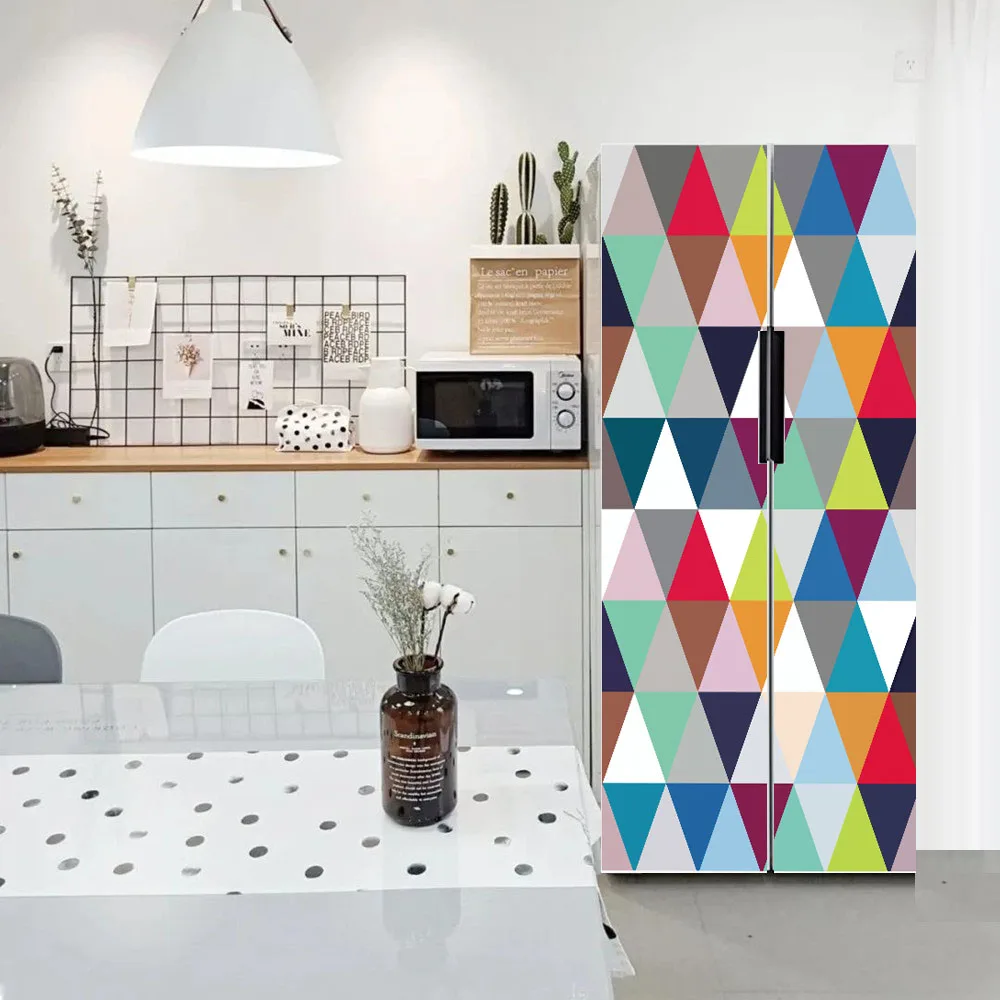 Water Droplets Geometric Line Pattern Self-Adhesive Refrigerator Freeze ...