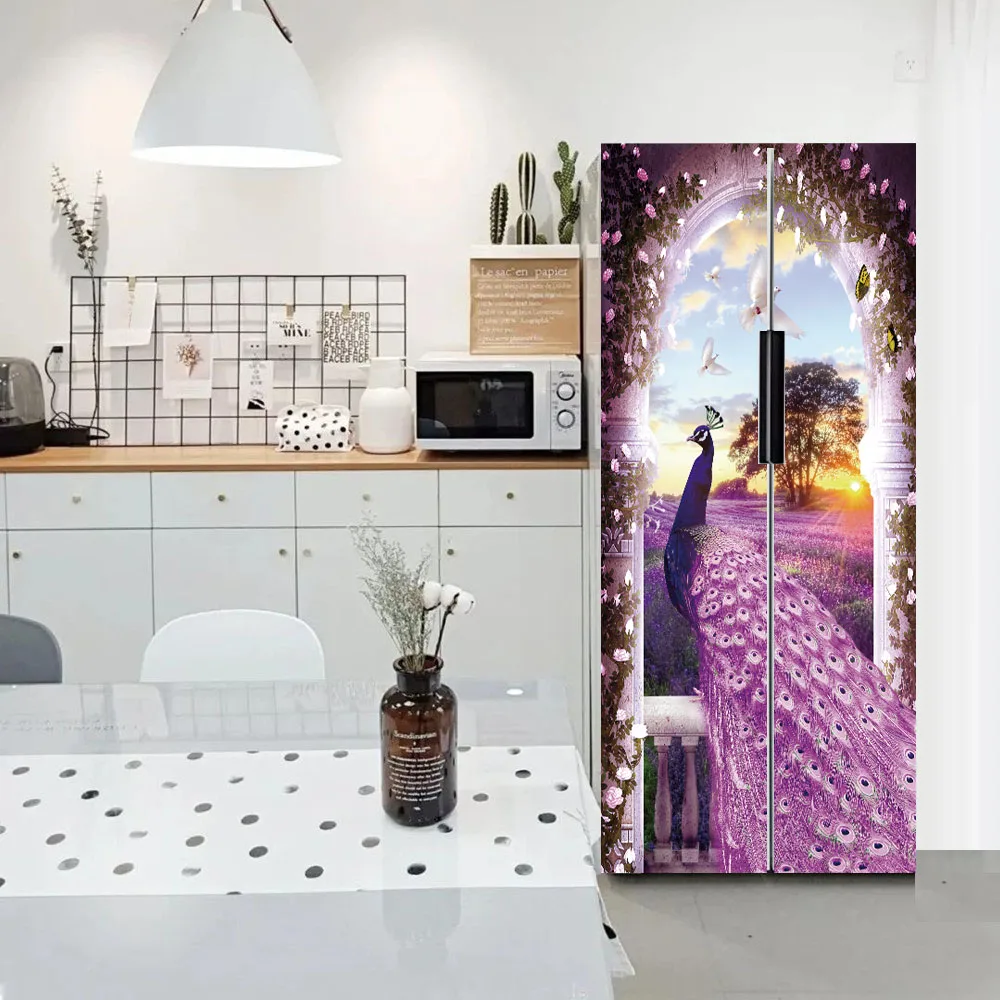 Water Droplets Geometric Line Pattern Self-Adhesive Refrigerator Freeze ...
