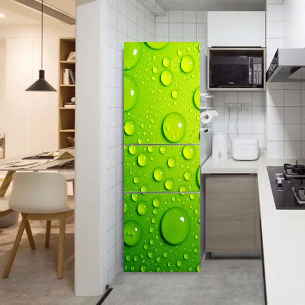 Water Droplets Geometric Line Pattern Self-Adhesive Refrigerator Freeze ...