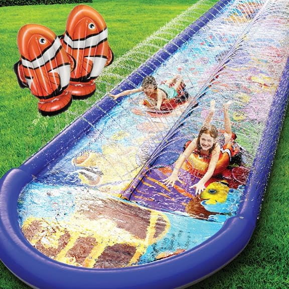 Water Dual Slip and Slide - 18 Feet X 5 Feet Slip and Slide with Splash ...