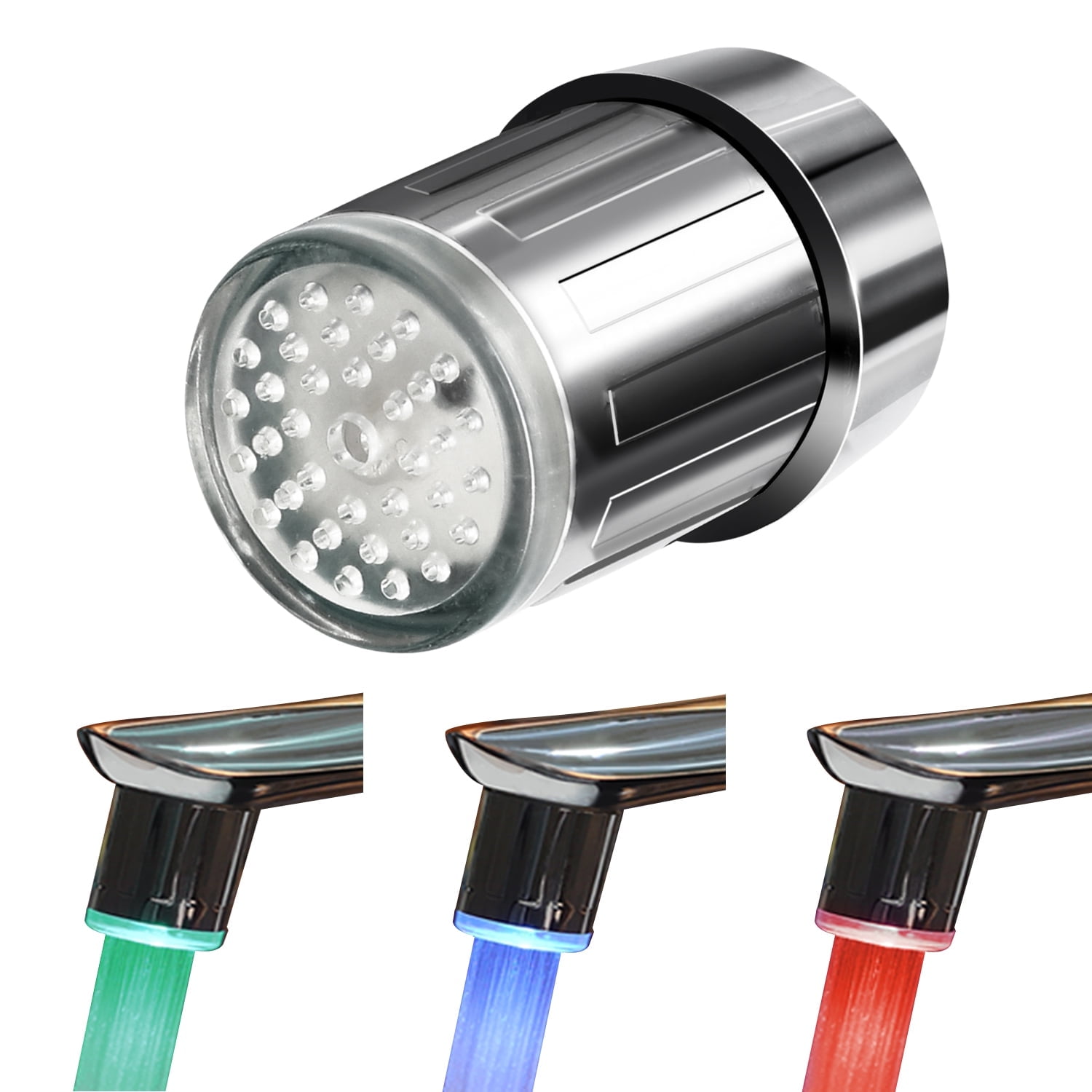 Temperature Sensor LED Water Faucet Light - 3-Color Fancy Gradient ...