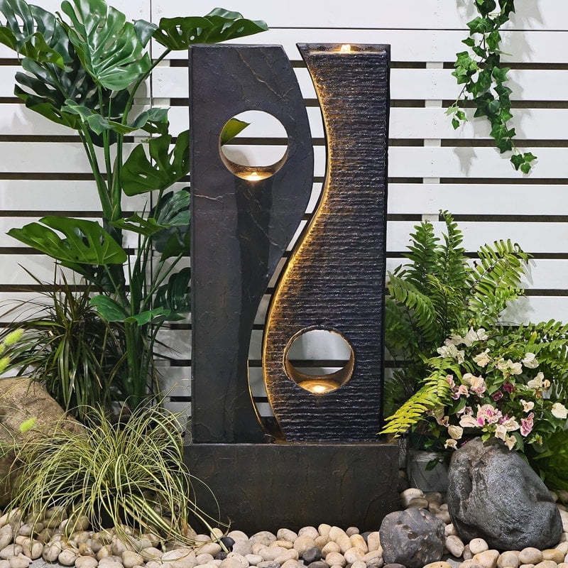 Water Feature Fountain Outdoor Garden Waterfall Faux Rust Finish with ...