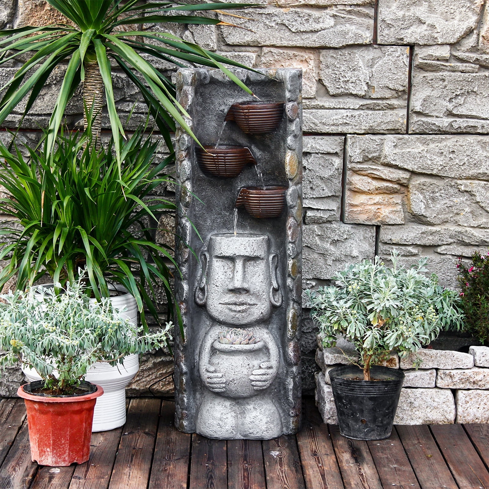 Water Feature Fountain Outdoor Indoor Zen Statue Garden Fountains ...