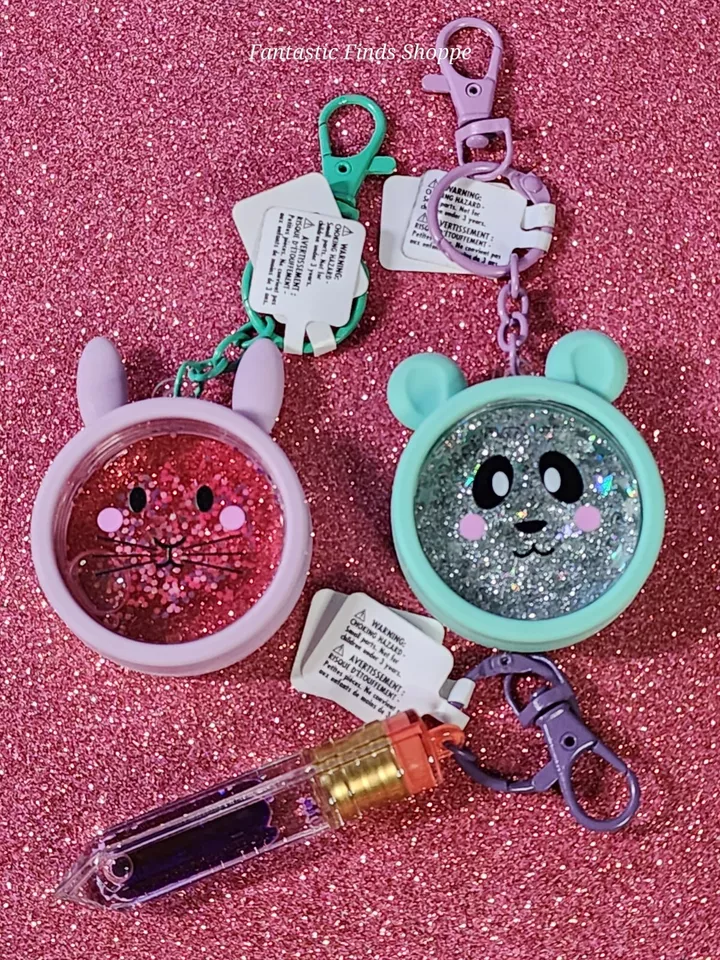 Water Filled Pencil Keychain + Bunny Head and Panda Head Water Filled ...