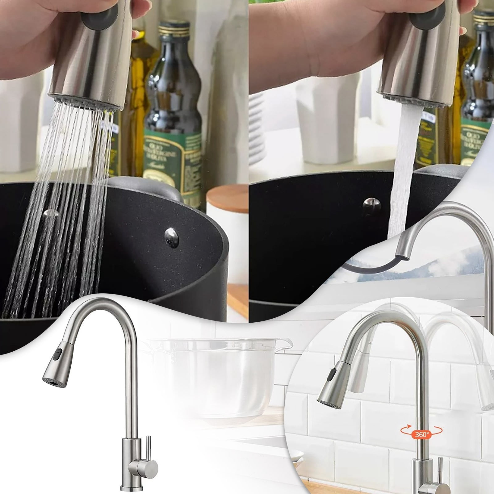 Water Filter Faucet Adapter Stainless Steel Hot And Cold Pull Out ...