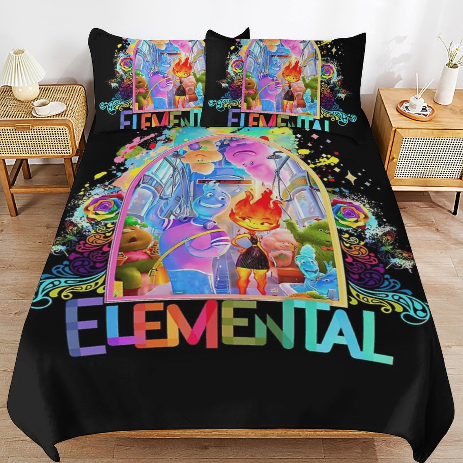 Water Fire Elementa 3 Piece Anime Comforter Bedding 1 Set Super Soft ...