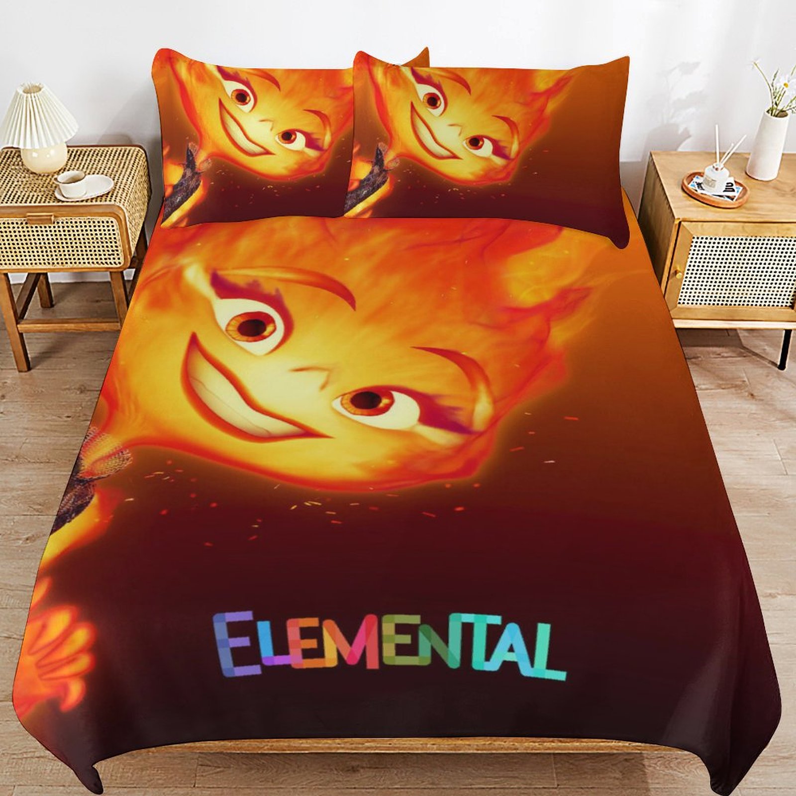 Water Fire Elementa 3 Piece Anime Comforter Bedding 1 Set Super Soft ...