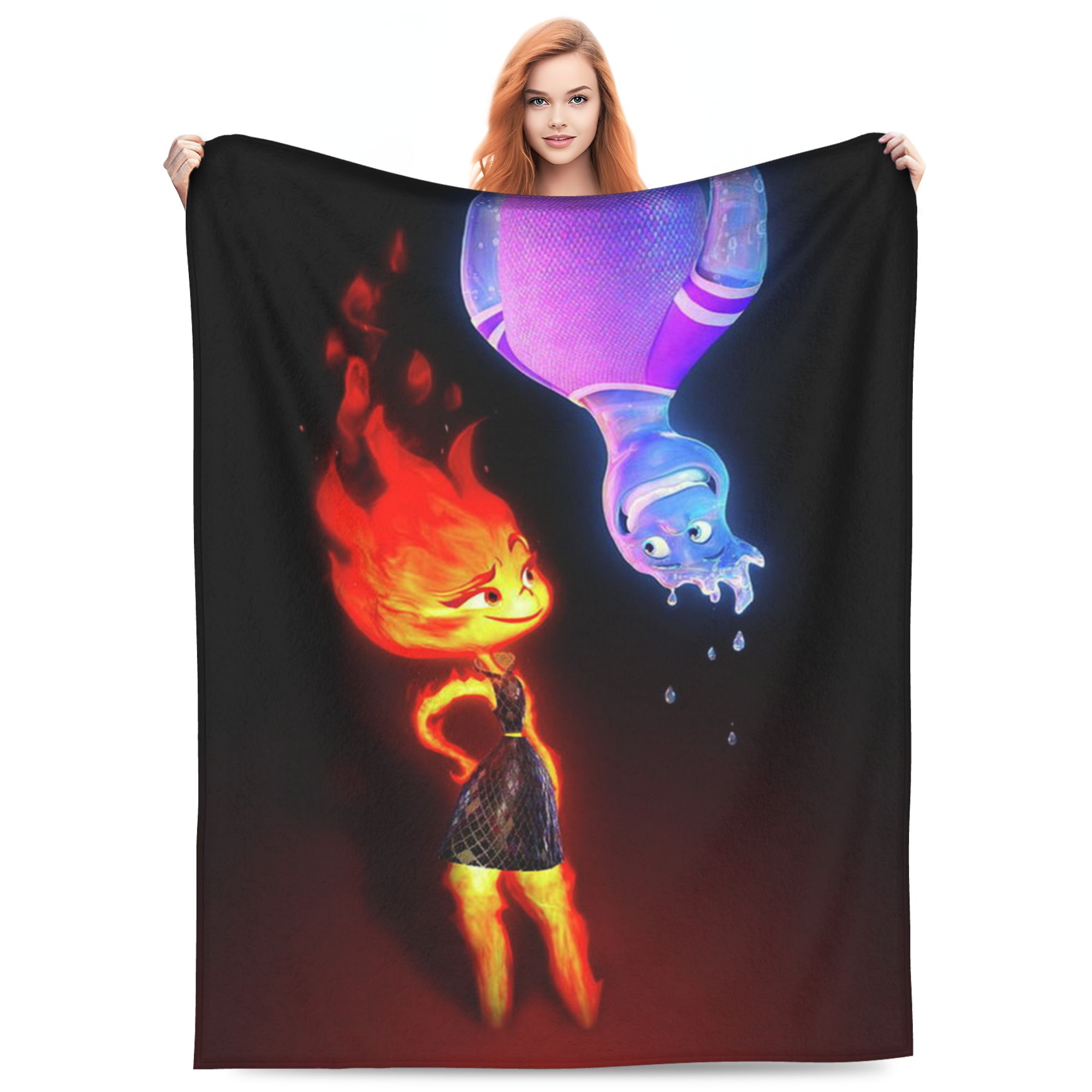Water Fire Elementa Bed Blanket 3D Printed Throw Blanket Lightweight ...