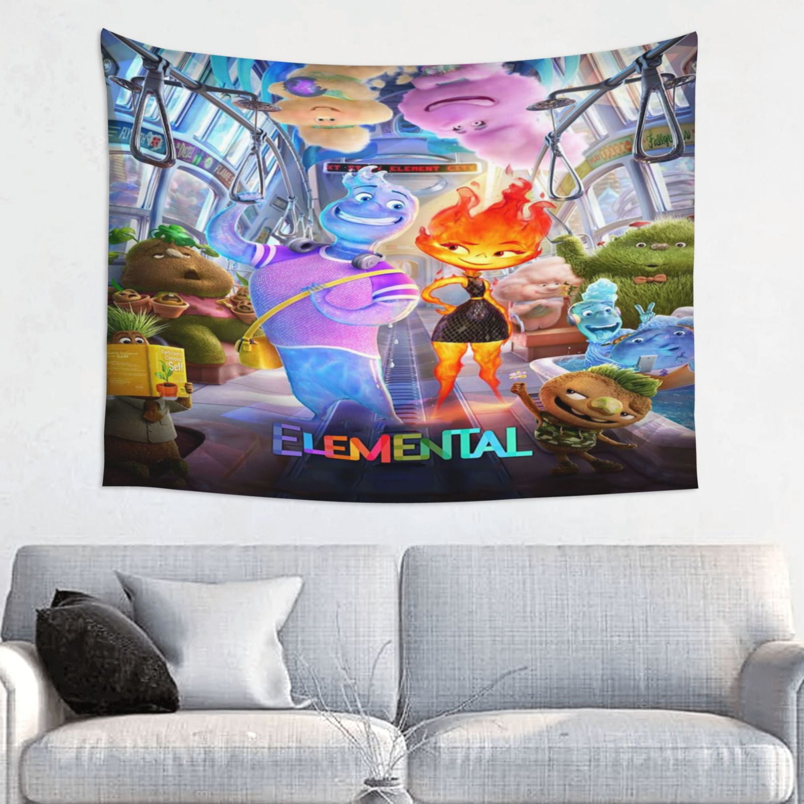 Water Fire Elementa Tapestry Anime Poster Large Background Wall Art ...