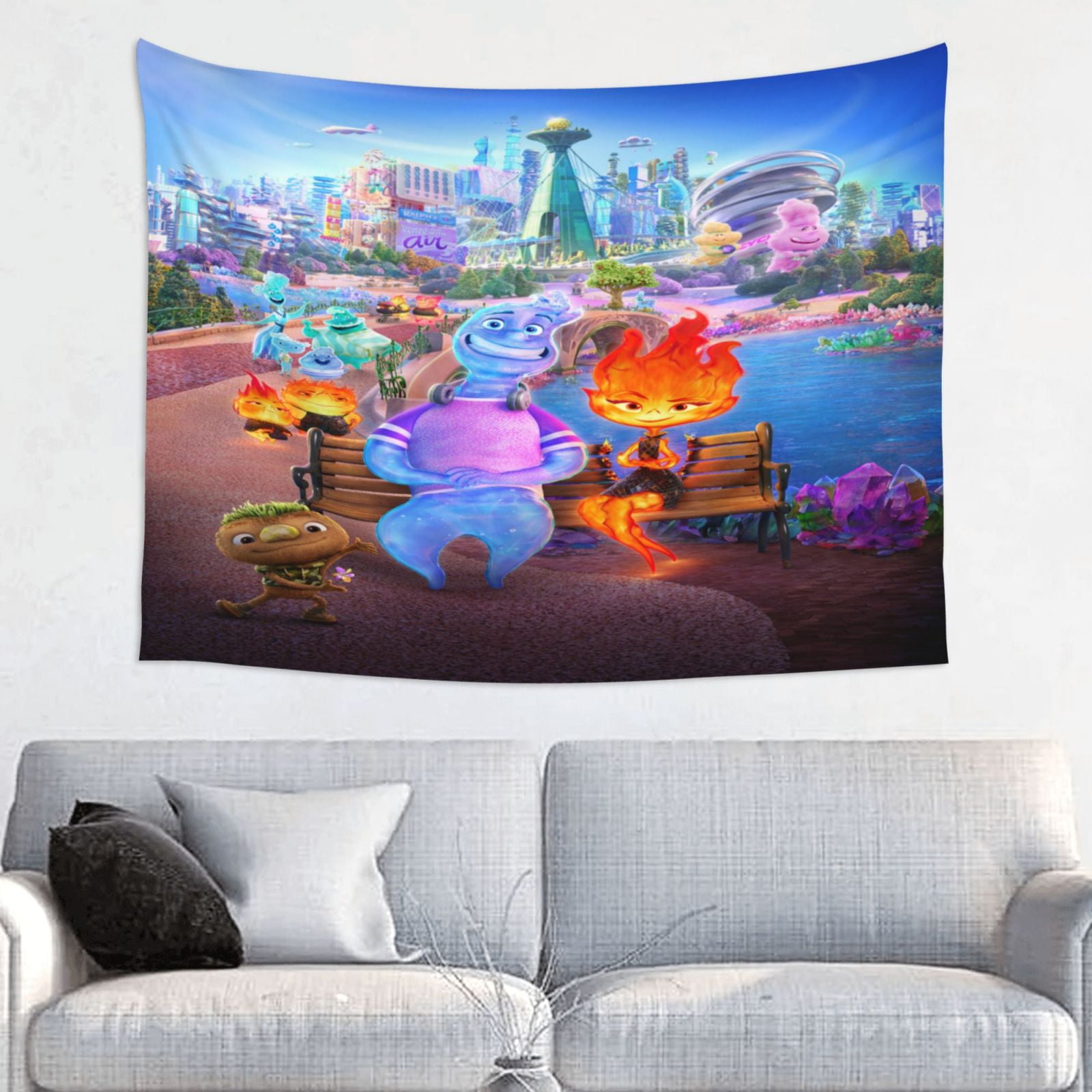 Water Fire Elementa Tapestry Anime Poster Large Background Wall Art ...