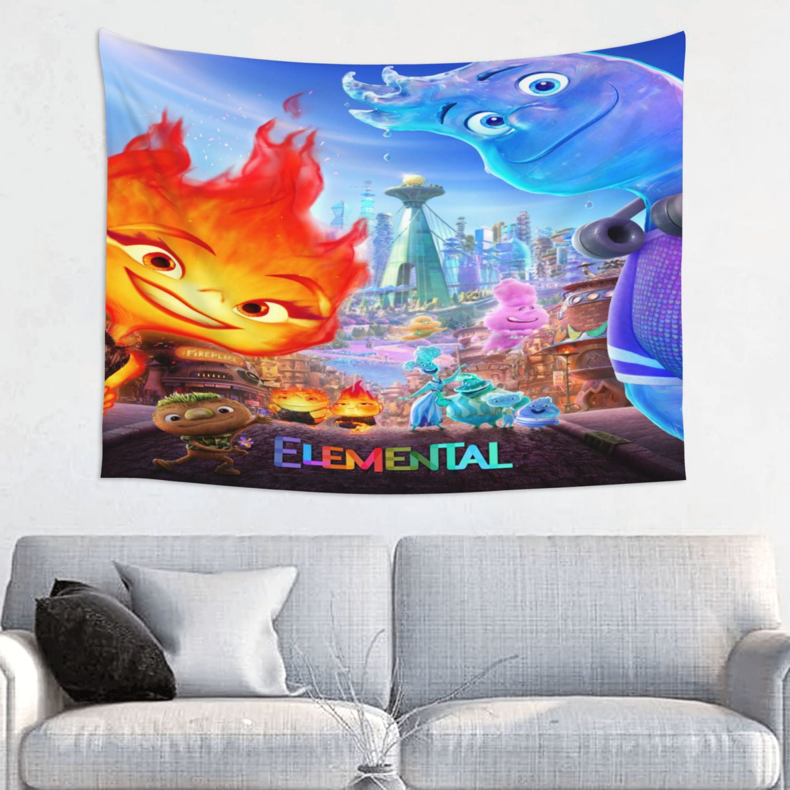 Water Fire Elementa Tapestry Anime Poster Large Background Wall Art ...