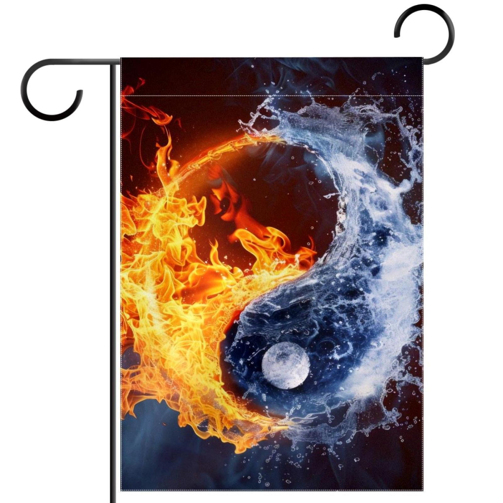 Water and Fire Yin-Yang Symbol Double Sided Garden Flag Decorative ...