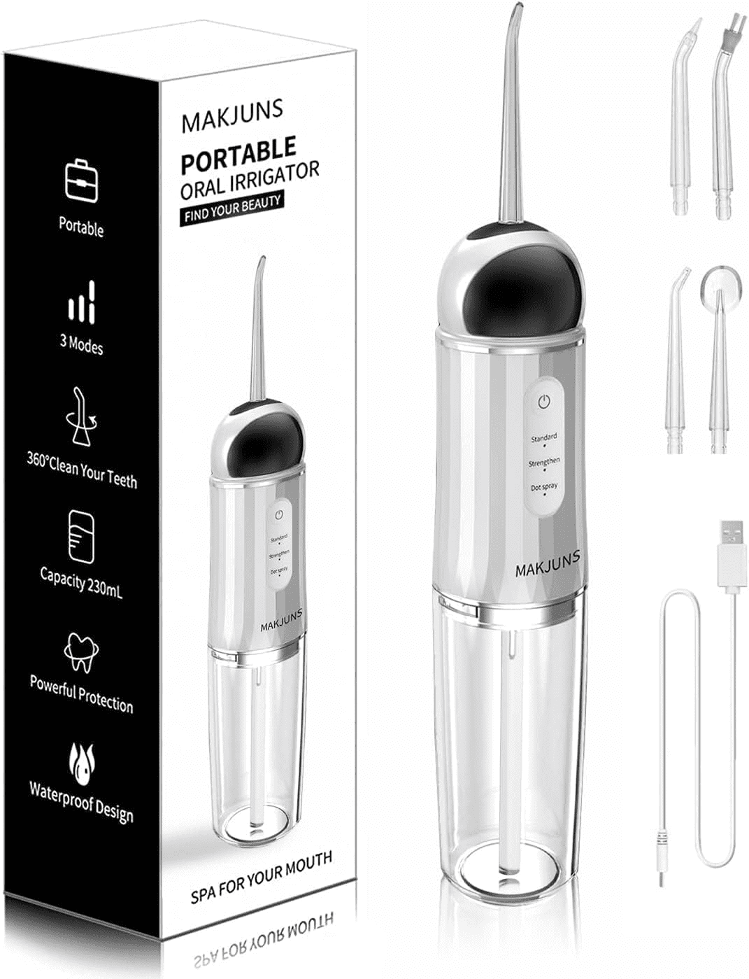 Water-Flosser-Cordless-Teeth-Cleaner Water Dental Flosser with 3 Modes ...