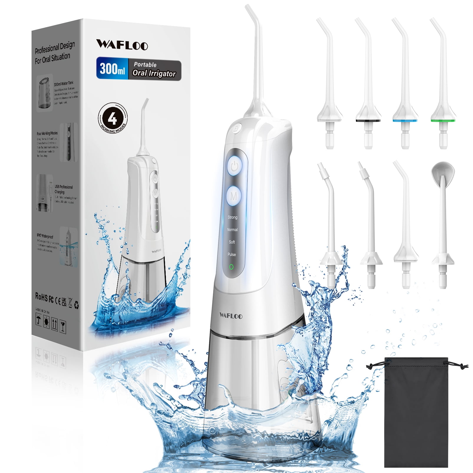 Water Flosser for Teeth Cordless: 8 Jet Tips 4 Modes Oral Irrigator ...