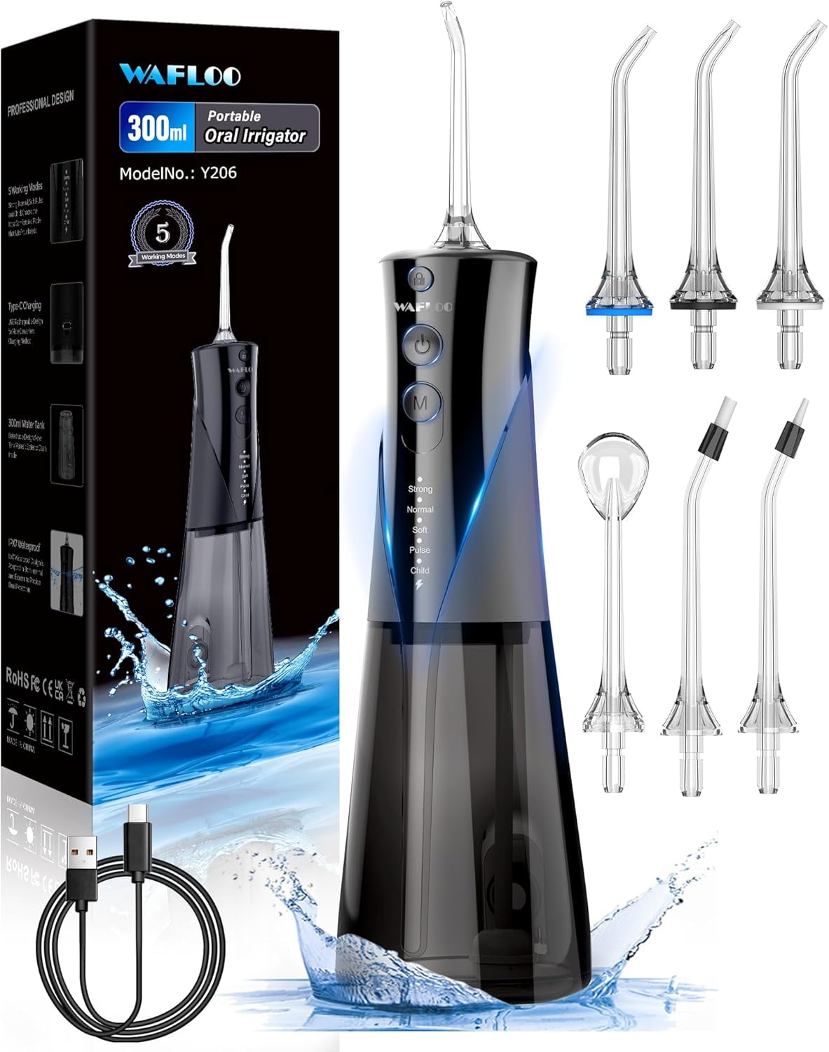 Water Flossers for Teeth - 5 Modes, 6 Flossing Tips, Rechargeable ...