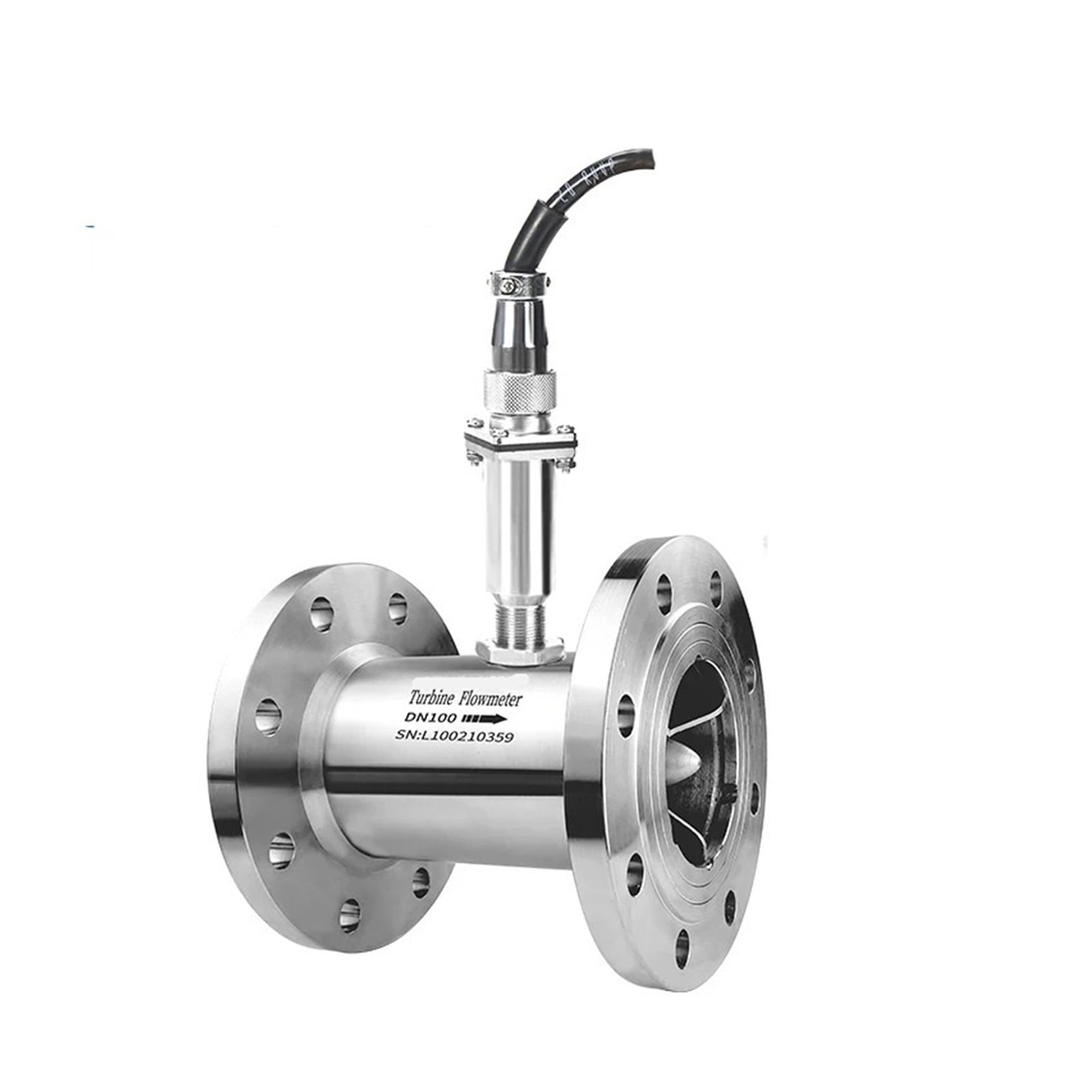 Water Flow Meter Sensor Turbine Flowmeter Flange Connection Pulse Signal 2 Inch 3' ,Monitor Flow ...