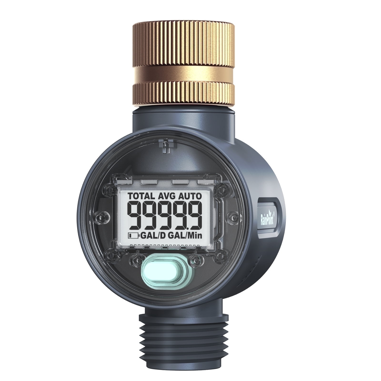 RainPoint Digital Flow Meter with Brass Inlet, Water Meter for RV Tank ...