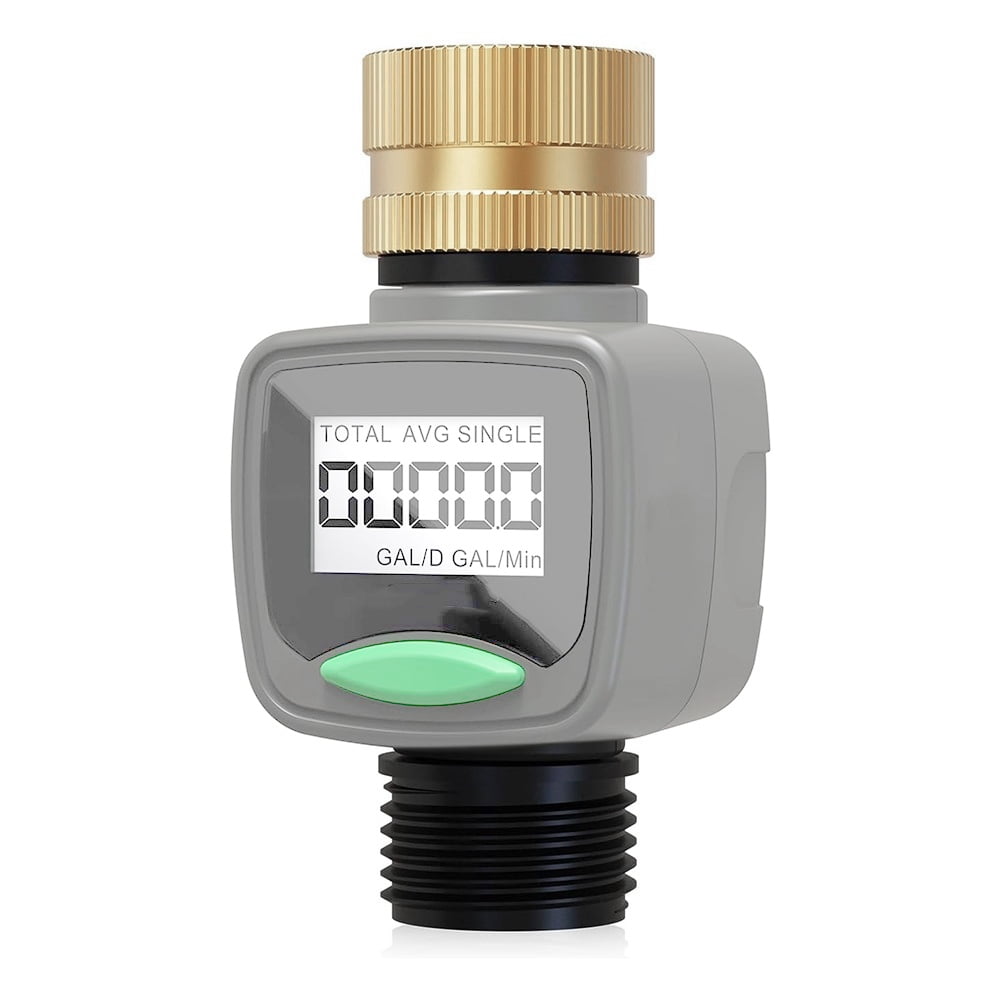 Water Flow Meter with Brass Inlet GPM for Garden Hose Watering, Measure ...