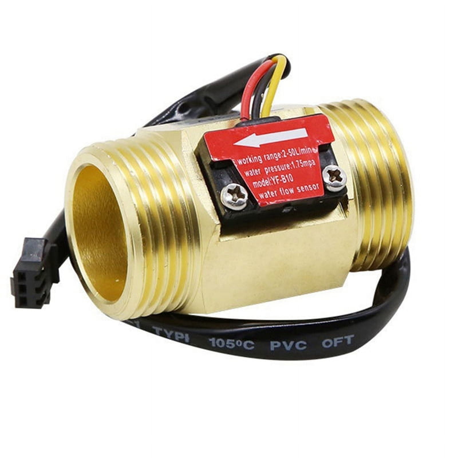 Water Flow Sensor Hall Flow Meter 1 Inch External Wire Copper Water ...