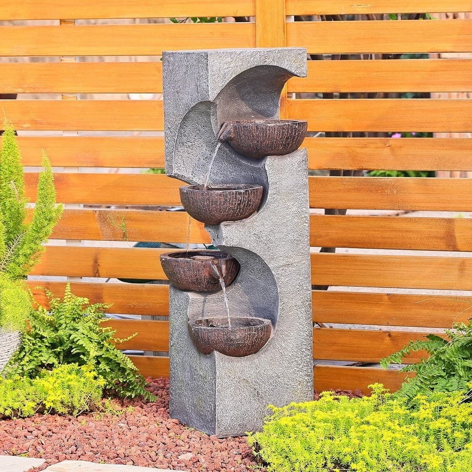 Water Fountain 4-Tier Outdoor Floor Standing Fountains and Waterfalls ...