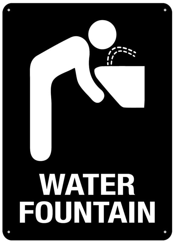 Water Fountain Sign Signs Outdoor, Uv Printed Aluminum 12 X 8 In ...