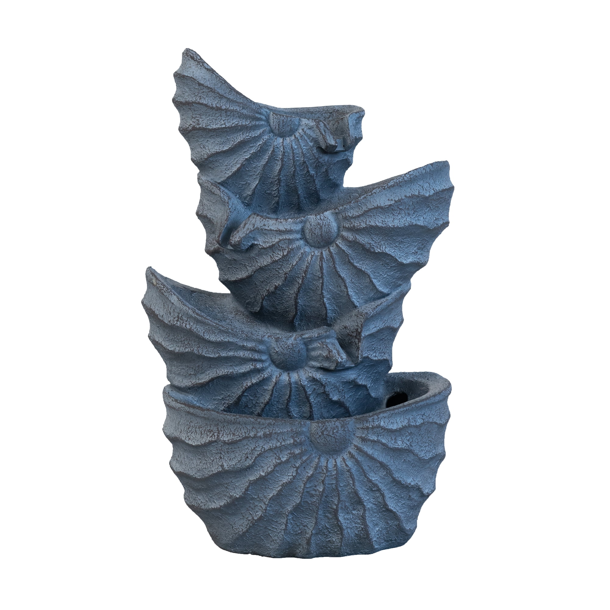 Water Fountains 13.4x9.4x21.5" Decorative 4 Tier Blue Nautilus Shell ...