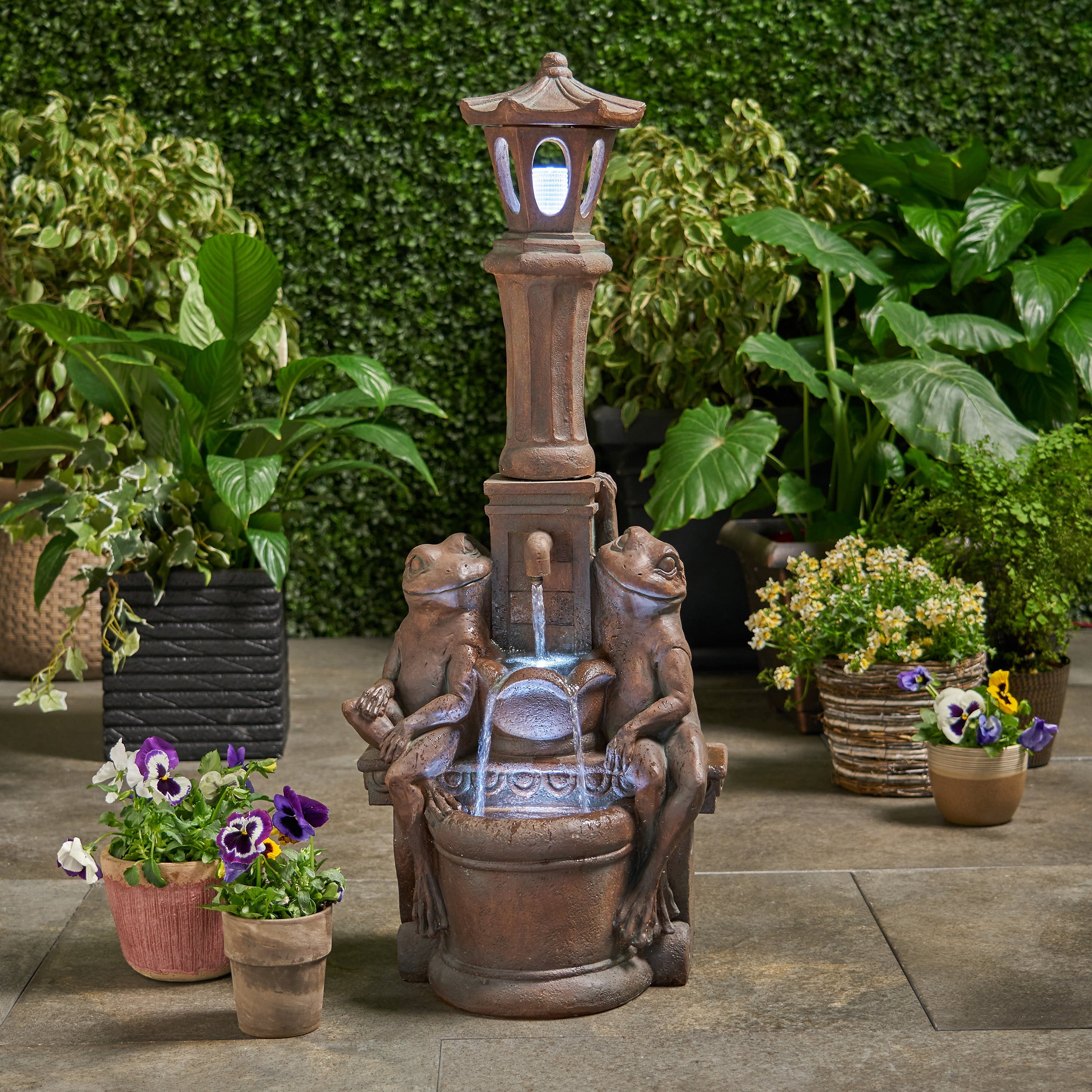 Water Fountains 37.25" High Elaine Sapos Fountain, Rustic Multi-Brown ...