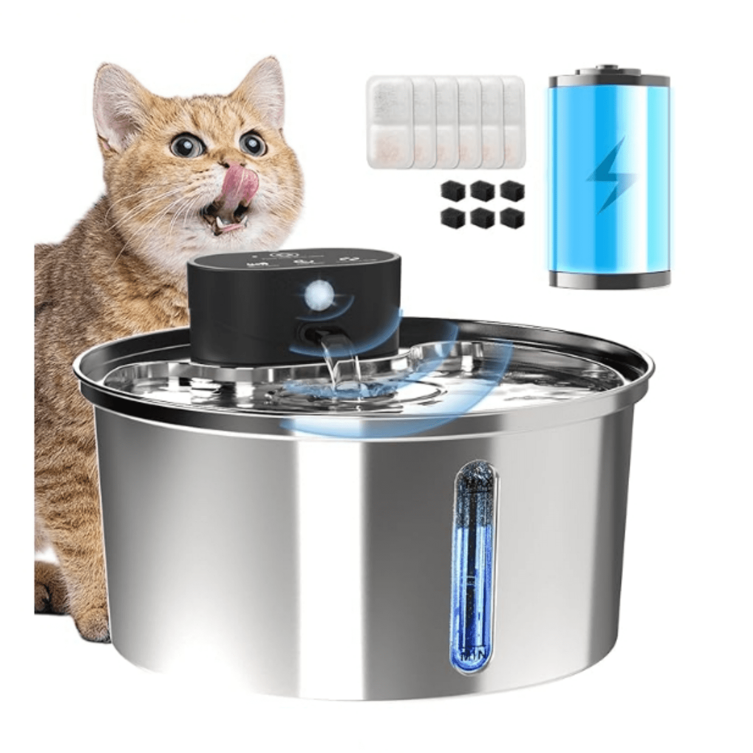 Automatic Stainless Steel Cat Water Dispenser Smart - Stainless Steel ...