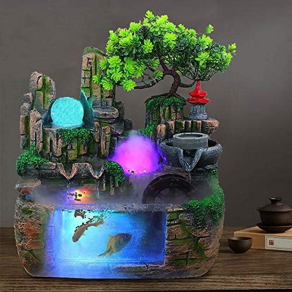 Water Fountains Indoor Tabletop Fountains Mini Rock Fountain with LED ...