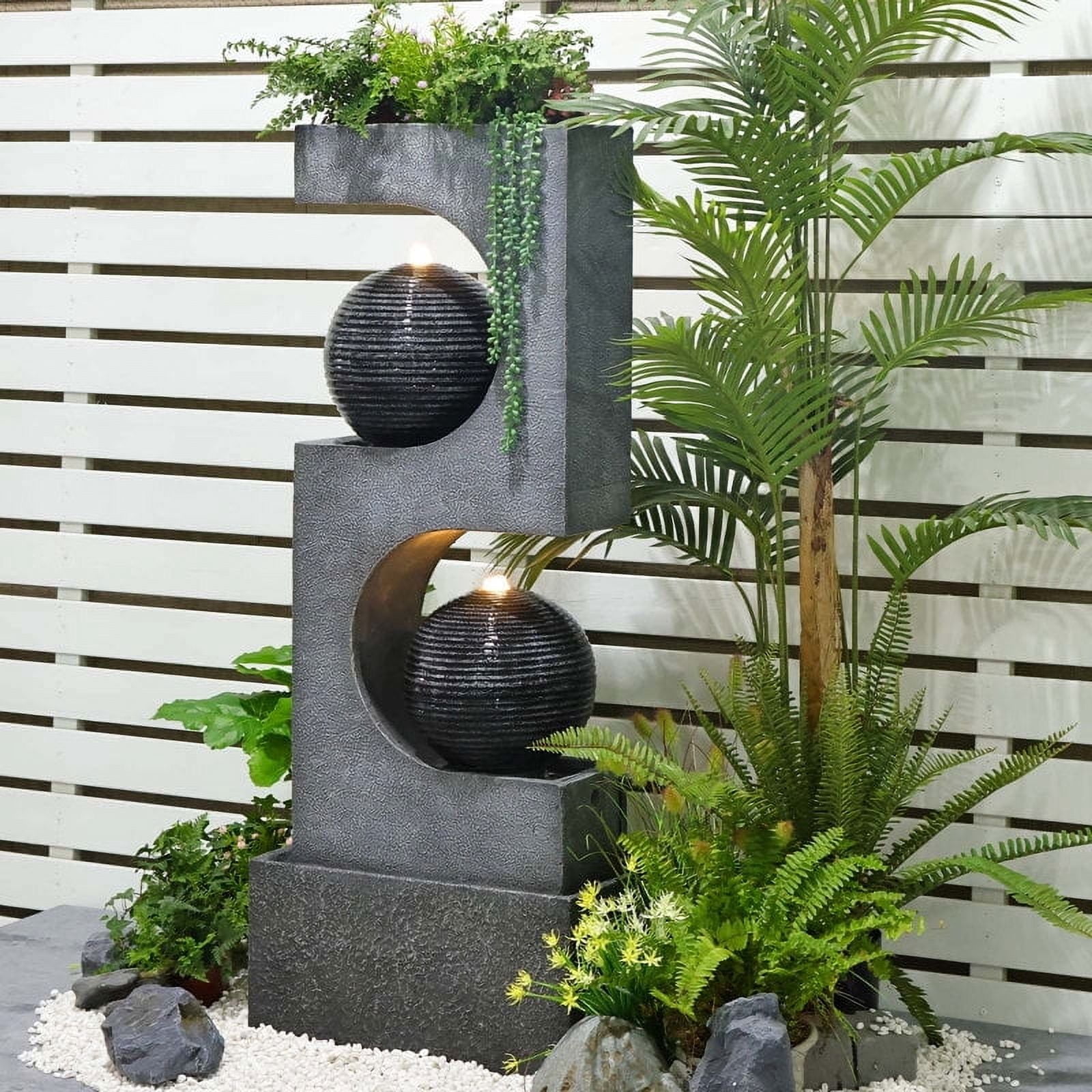 Water Fountains Modern Waterfall Water Feature Outdoor Large Fountain ...