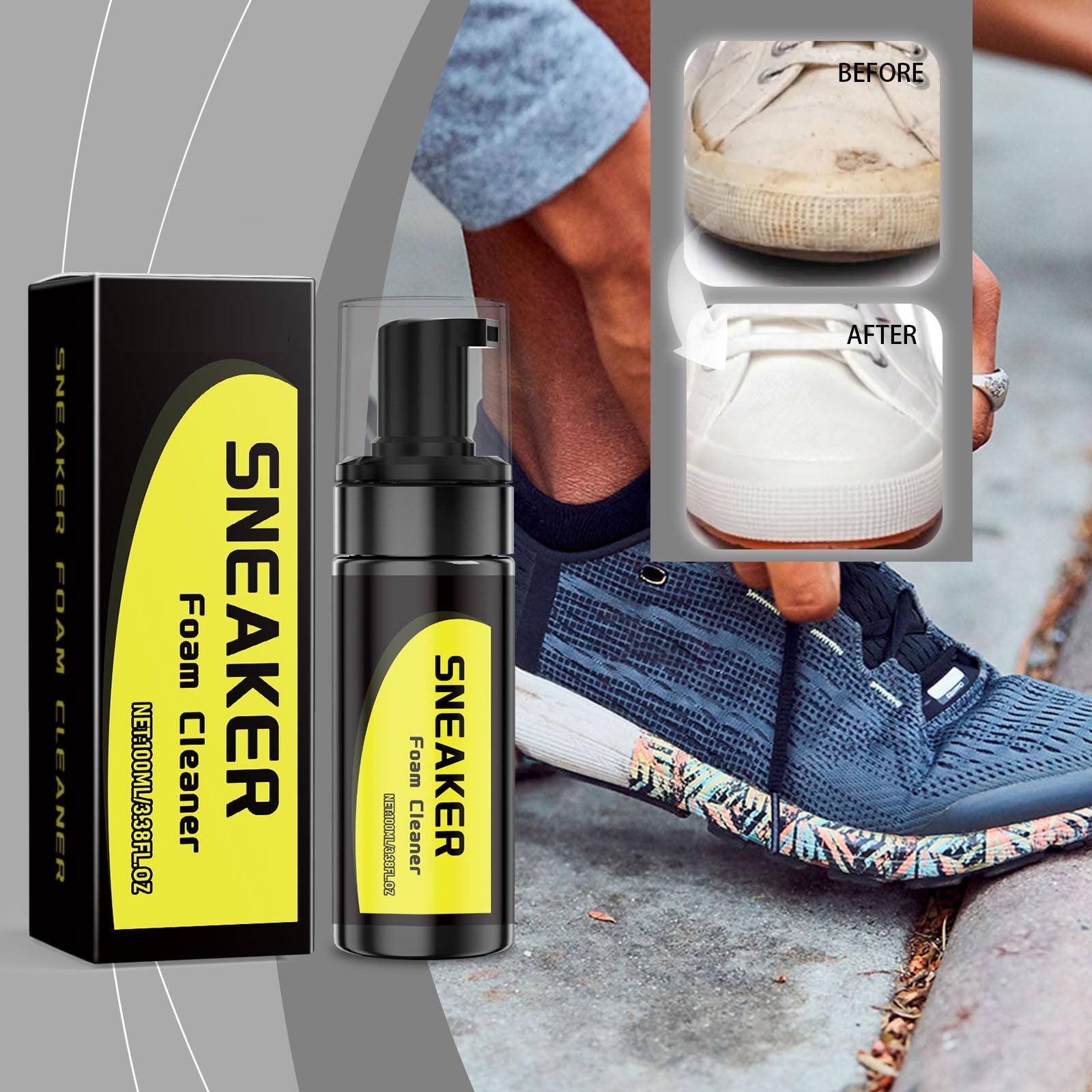 Water-Free Foam Sneaker Cleaner 3.38Oz, Sneaker Shoe Foam Cleaner ...