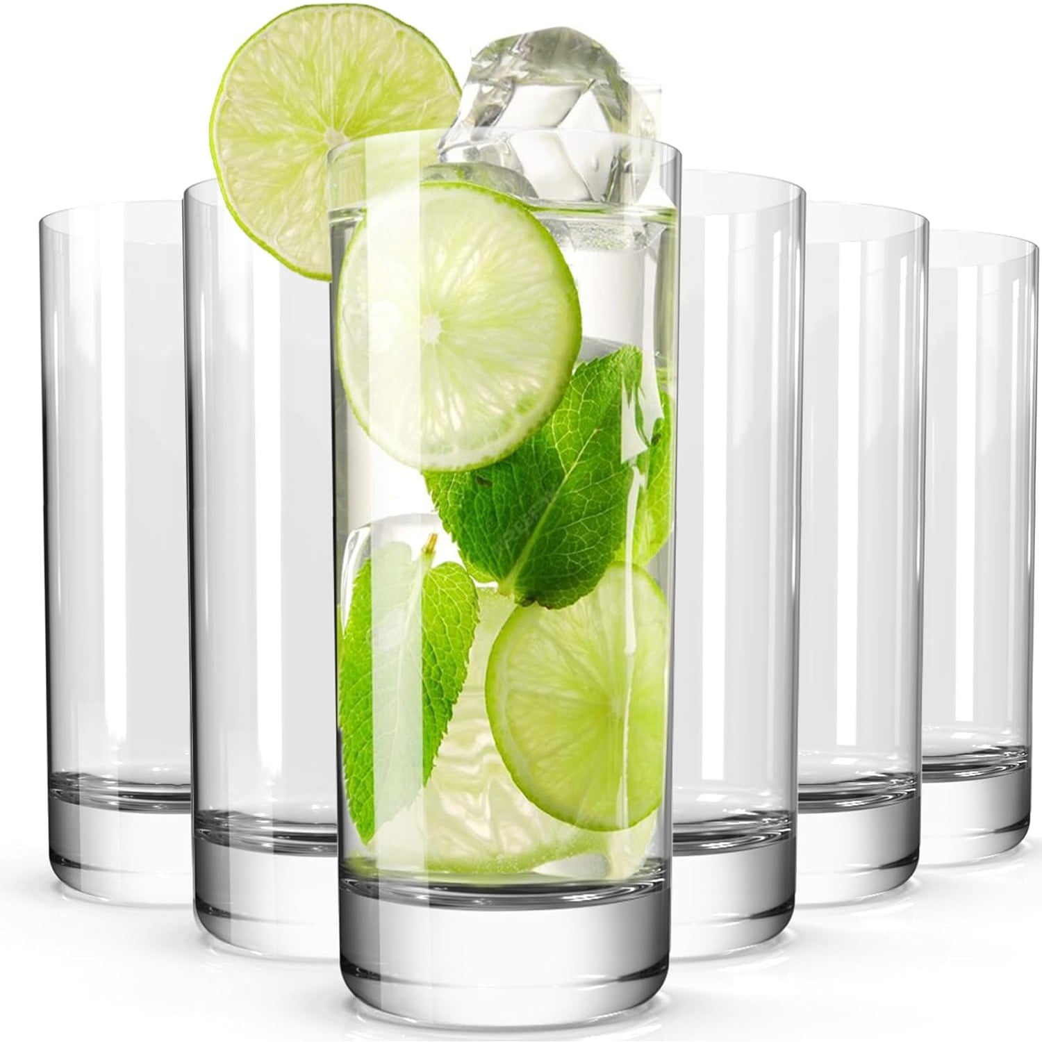 Water Glasses Set of 6, 17.5oz Large Drinking Glasses, Clear Crystal ...