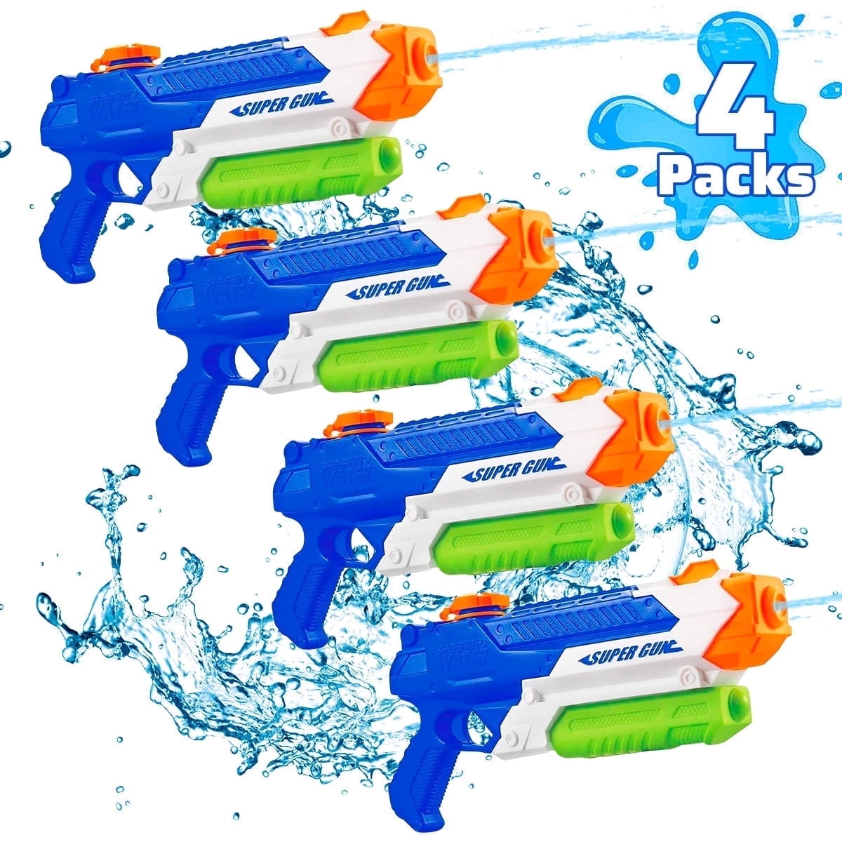 Walmart 4 Pack Water Gun for Kids & Adults - 300CC Super Soaker, Long ...