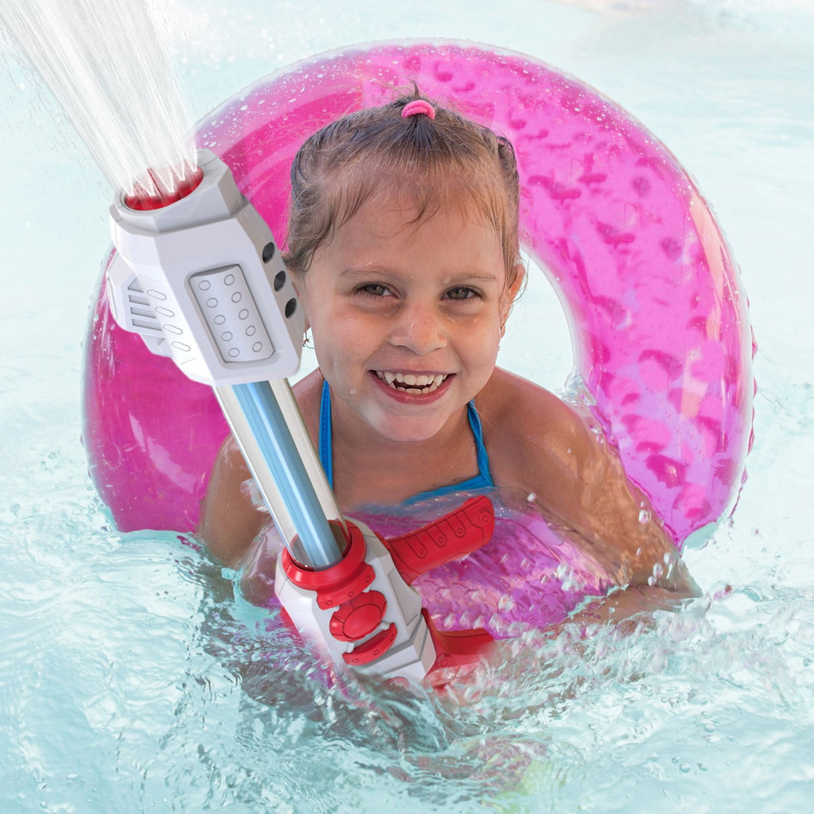 Water Gun Toy for Kids 15-Hole Pull-String Water Blaster with Large ...