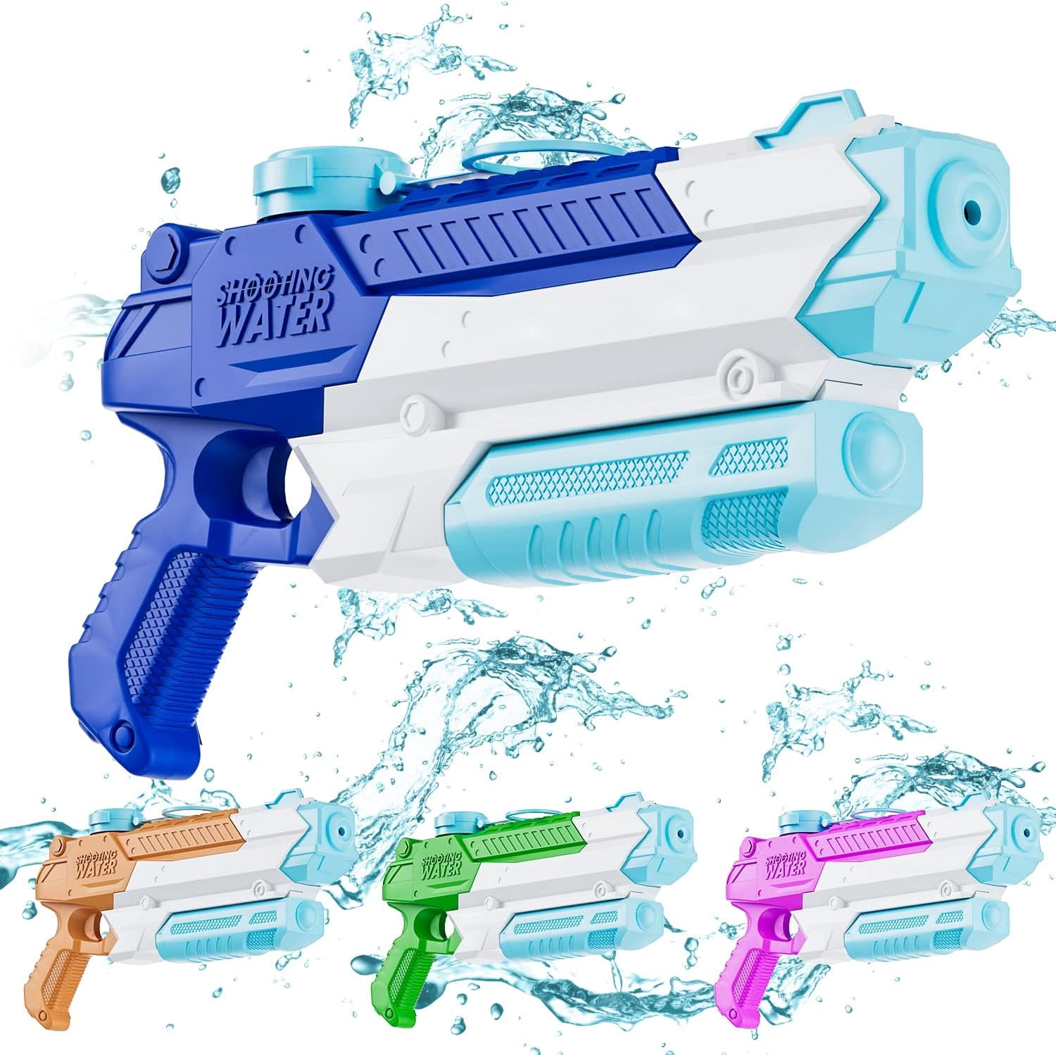 Water Guns for Kids Adults, 4 Pack 400CC/40ft Long Range High Capacity ...