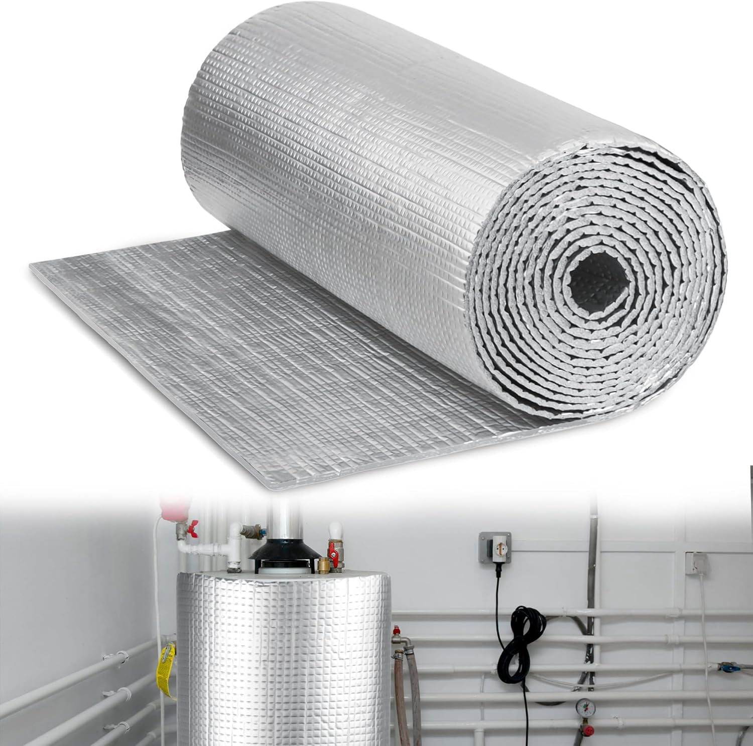 Water Heater Blanket Insulation,10Ft x 16in Aluminum foil Water Heater ...