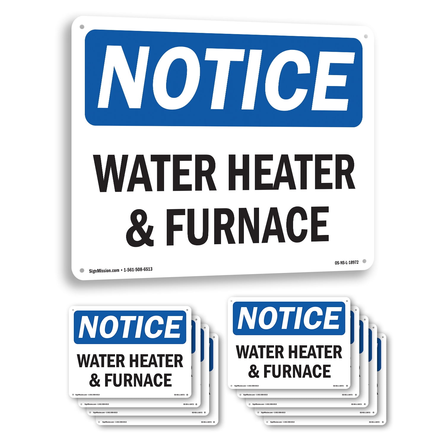 Water Heater & Furnace OSHA Notice Rigid Plastic Sign 10 Inch x 7 Inch ...