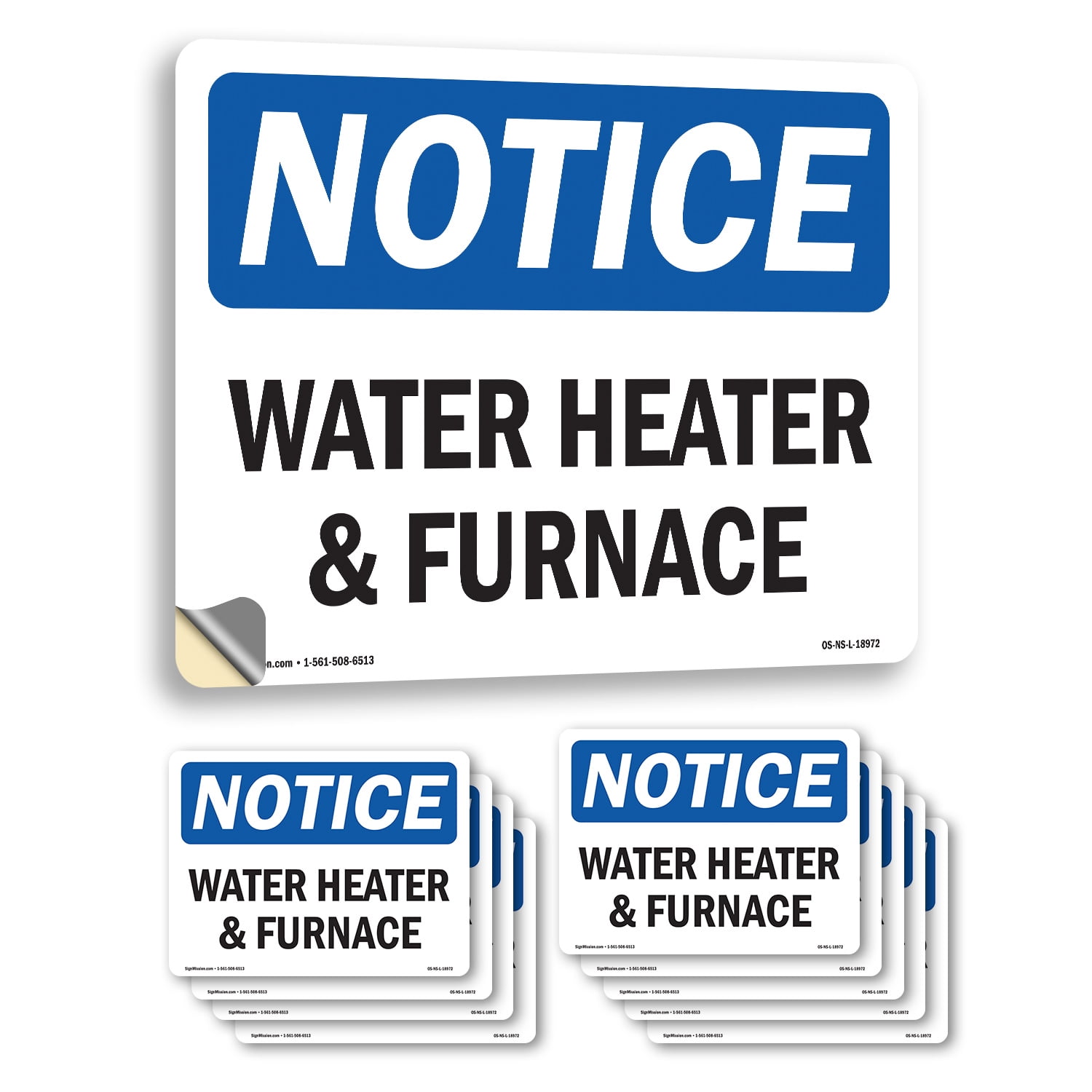 Water Heater & Furnace OSHA Notice Vinyl Decal Label 18 Inch x 12 Inch ...