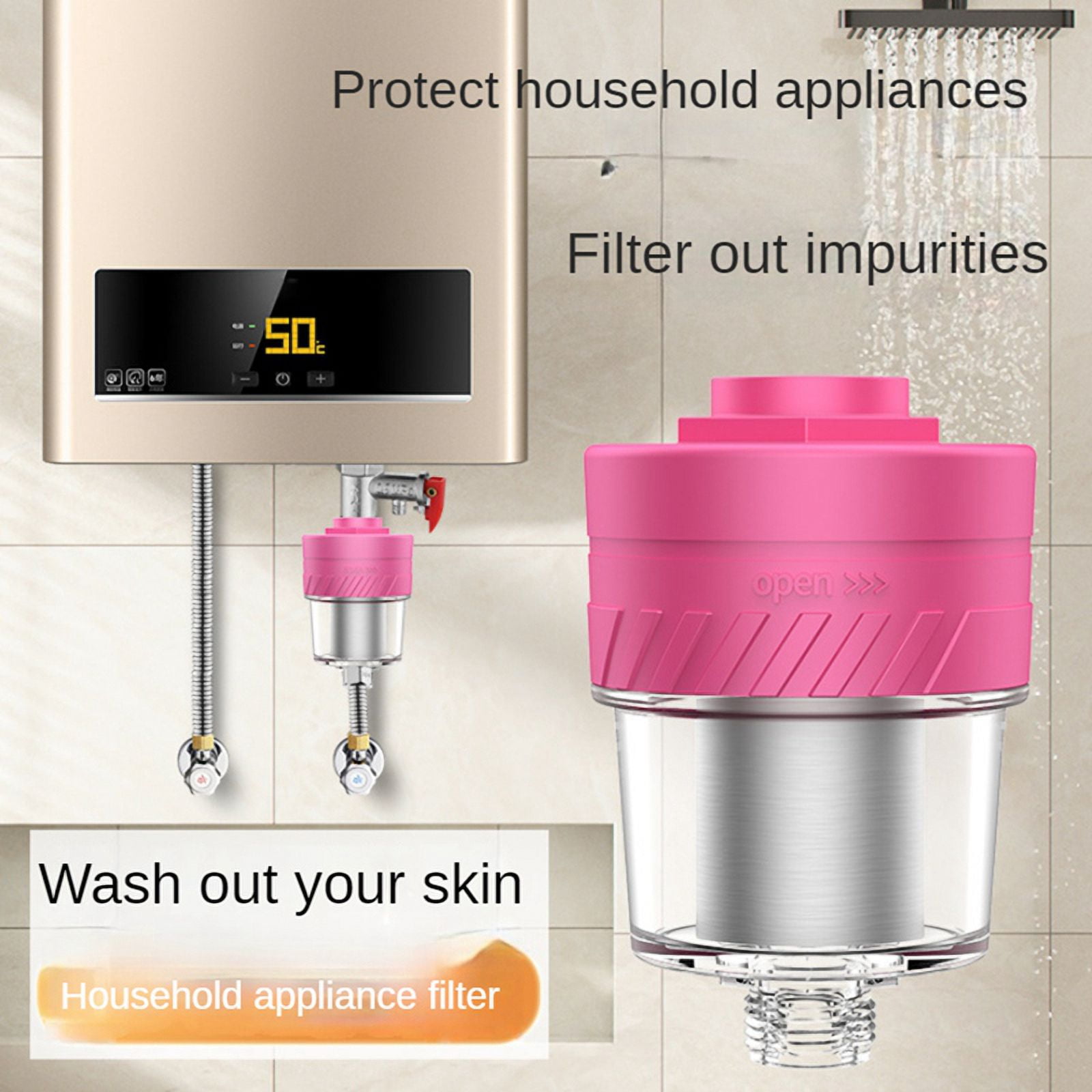 Water Heater Pre-Filter Bath Filter Purifier Pre-Water Household Shower ...