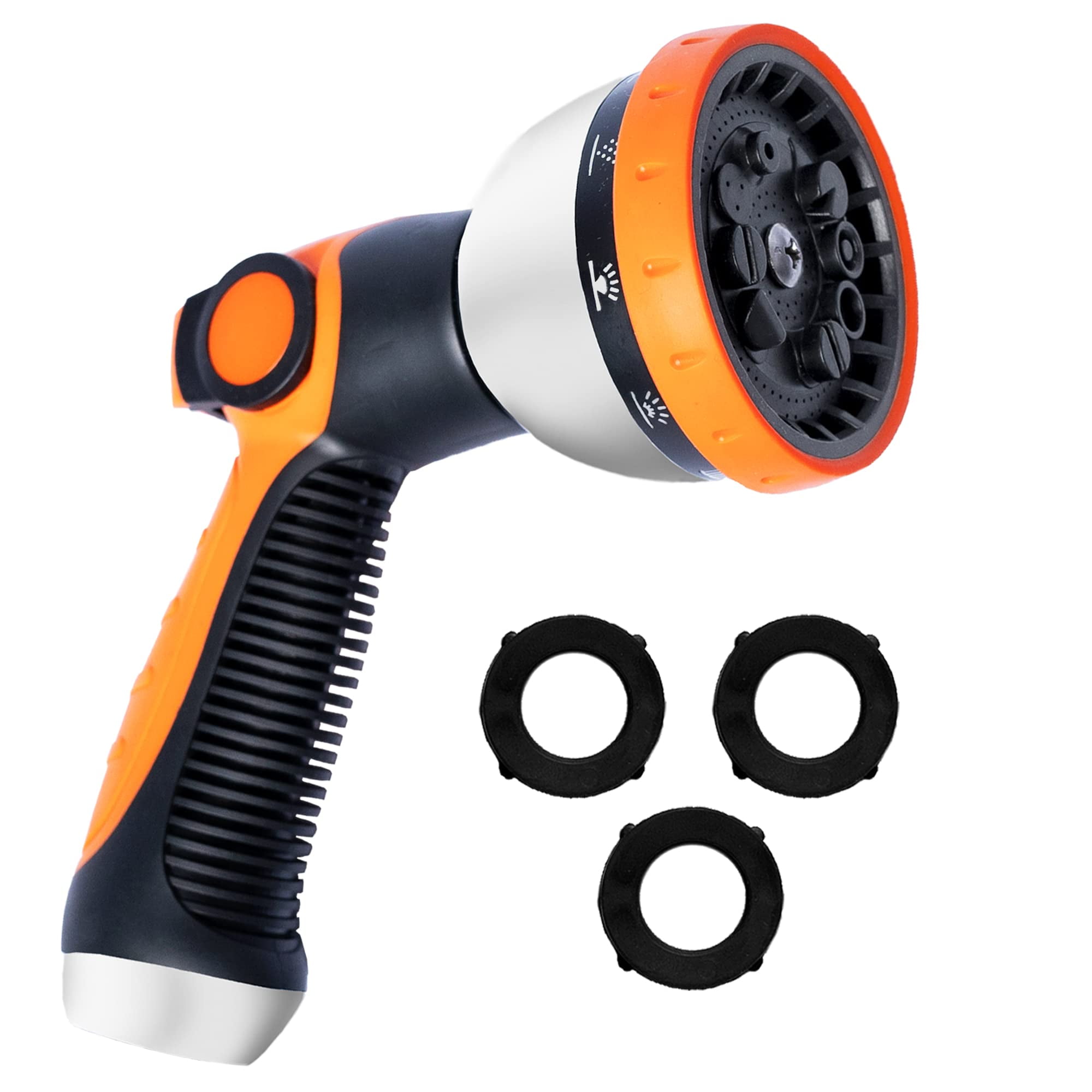 Water Hose Nozzle Sprayer Heavy Duty Comes With Adjustable 10 Spray ...