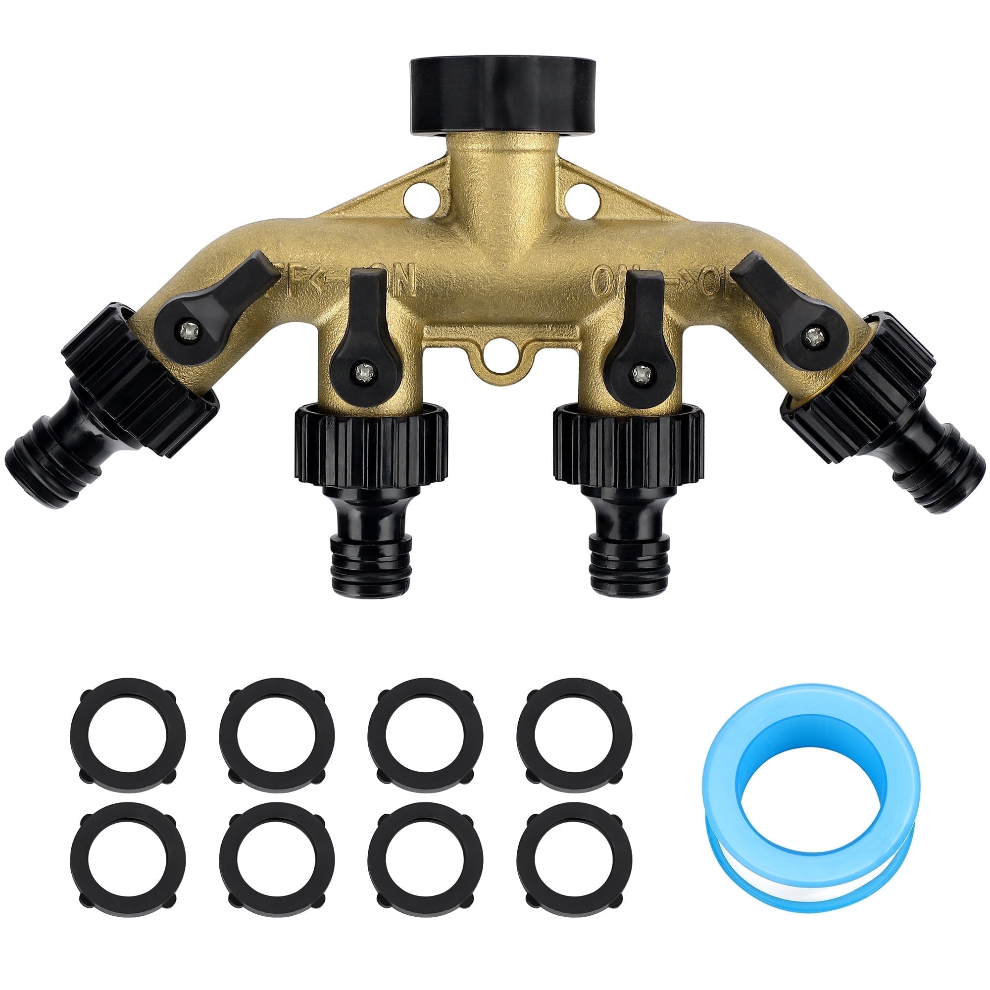 Water Hose Splitter with Spigot Extender, GuardWee 4 Way Heavy Duty ...